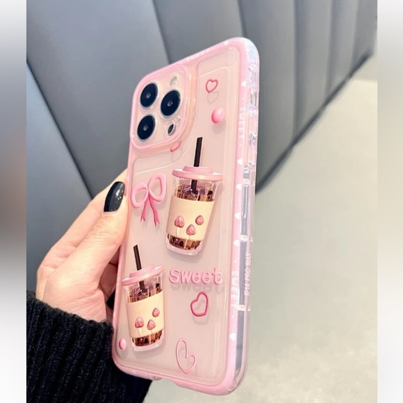 Cell Phones & Accessories | New Milk Tea Pattern Clear Phone Case ...
